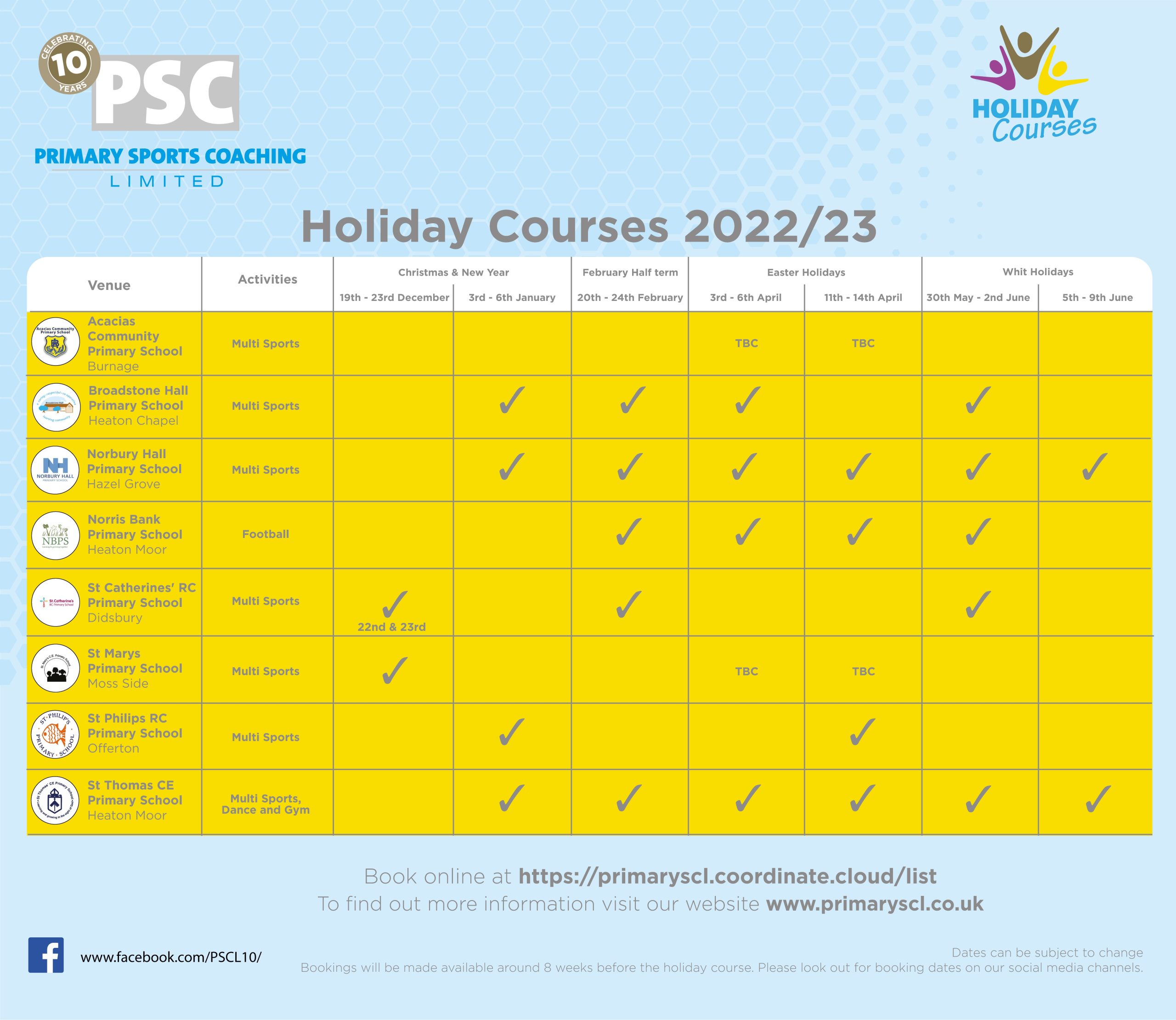 Holiday Courses | Primary Sports Coaching